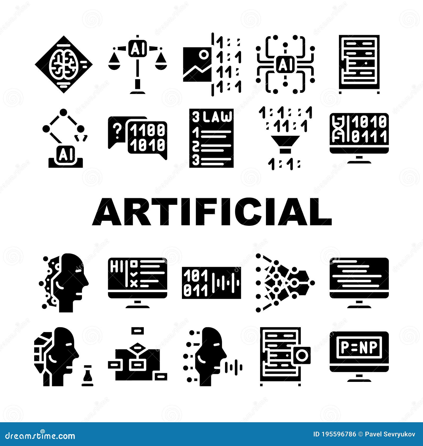 Artificial Intelligence System Icons Set Isolated Illustration Stock ...