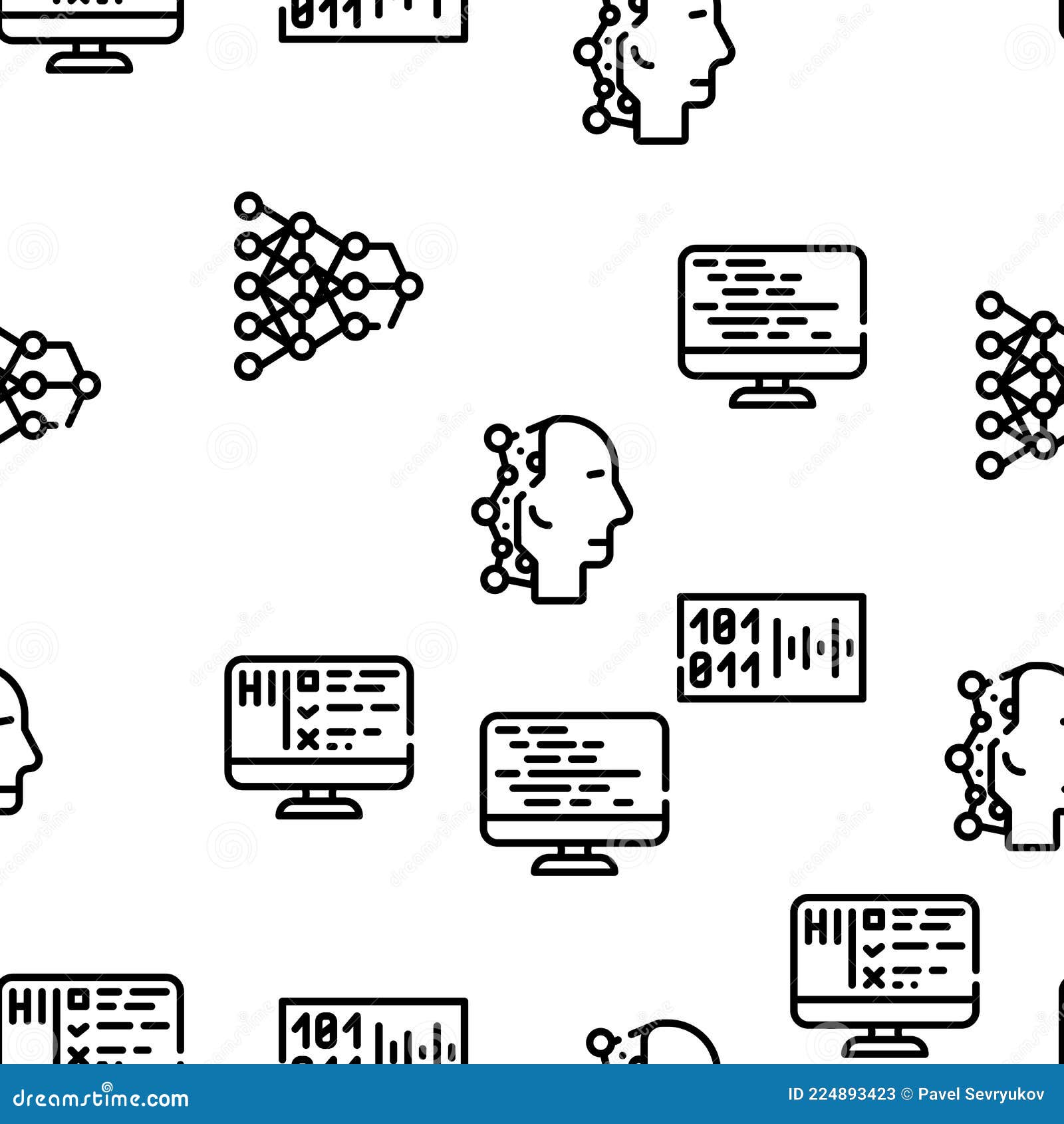 Artificial Intelligence System Vector Seamless Pattern Stock Vector ...