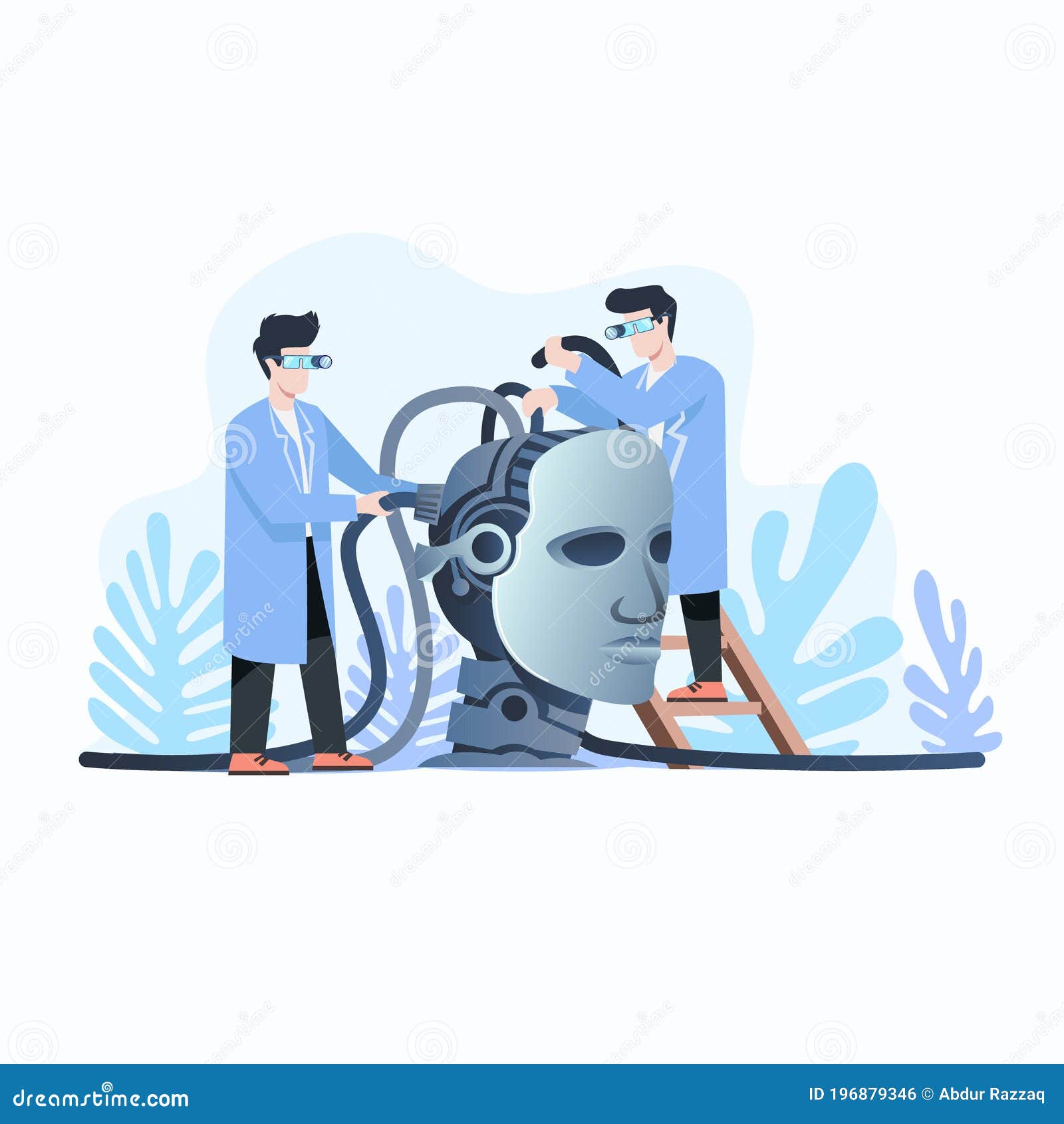 Artificial Intelligence Teamwork Illustration Concept, Artificial ... Artificial Intelligence Teamwork Illustration Concept, Artificial ...