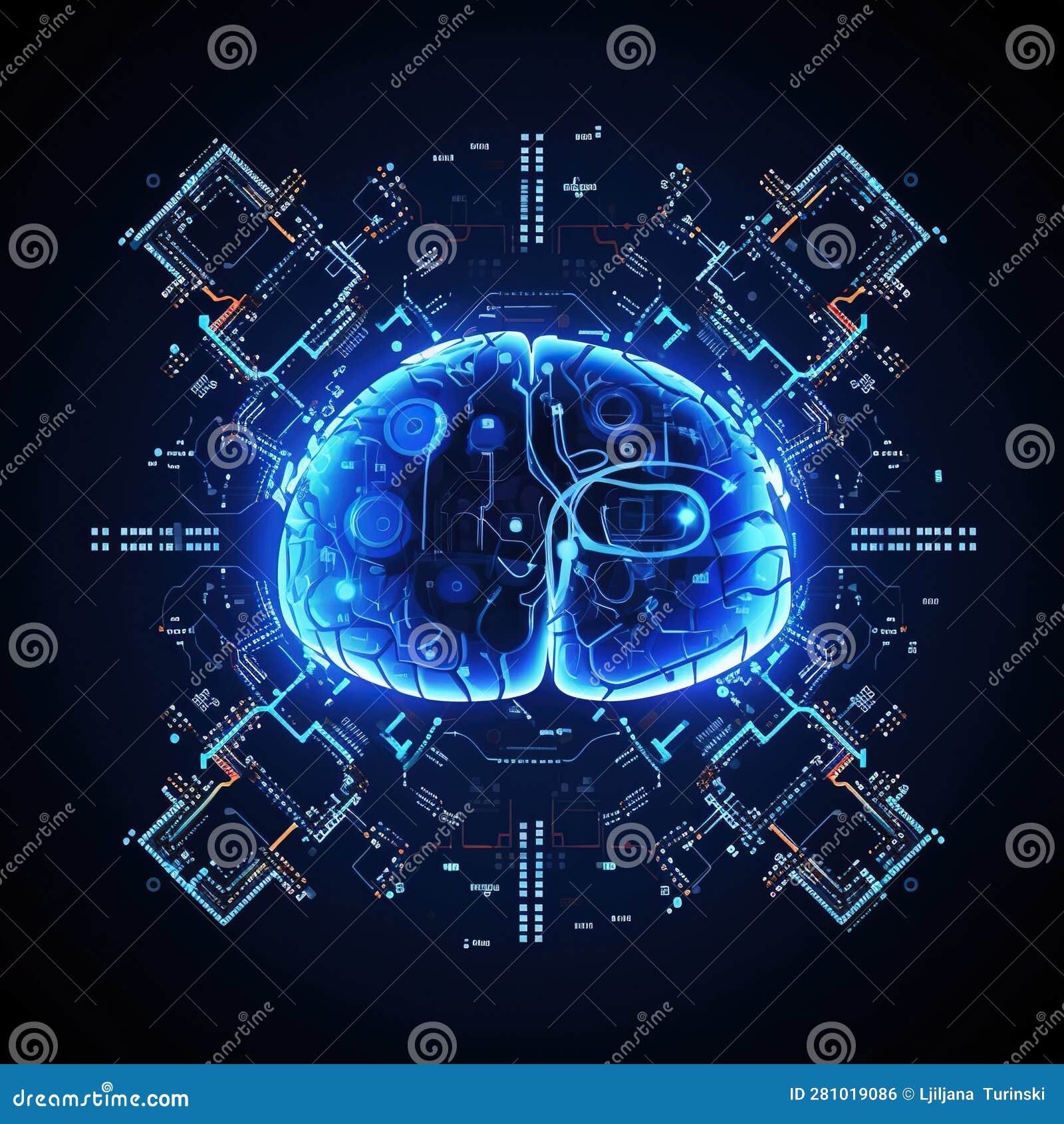 Artificial Intelligence and Tech Concept with Coding Stock Illustration ...