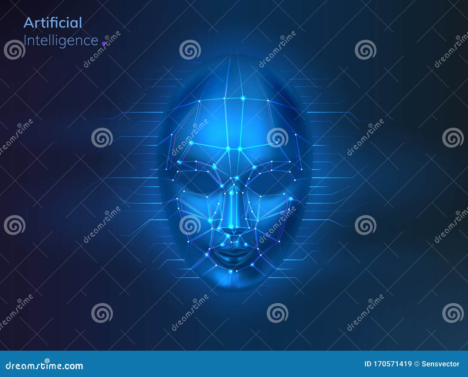 Artificial Intelligence Tech for Face Recognition Stock Vector ...