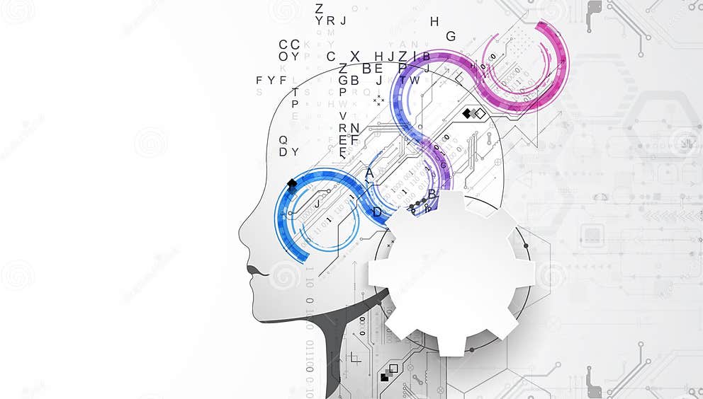 Artificial Intelligence. Technical Background with a Silhouette of a ...