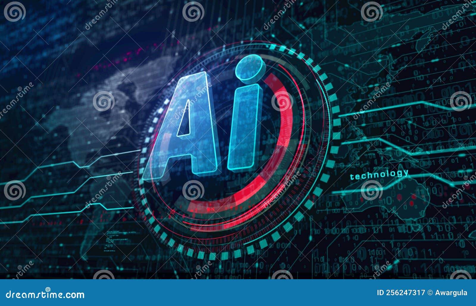 Artificial Intelligence Technology AI Symbol Digital Concept 3d ...