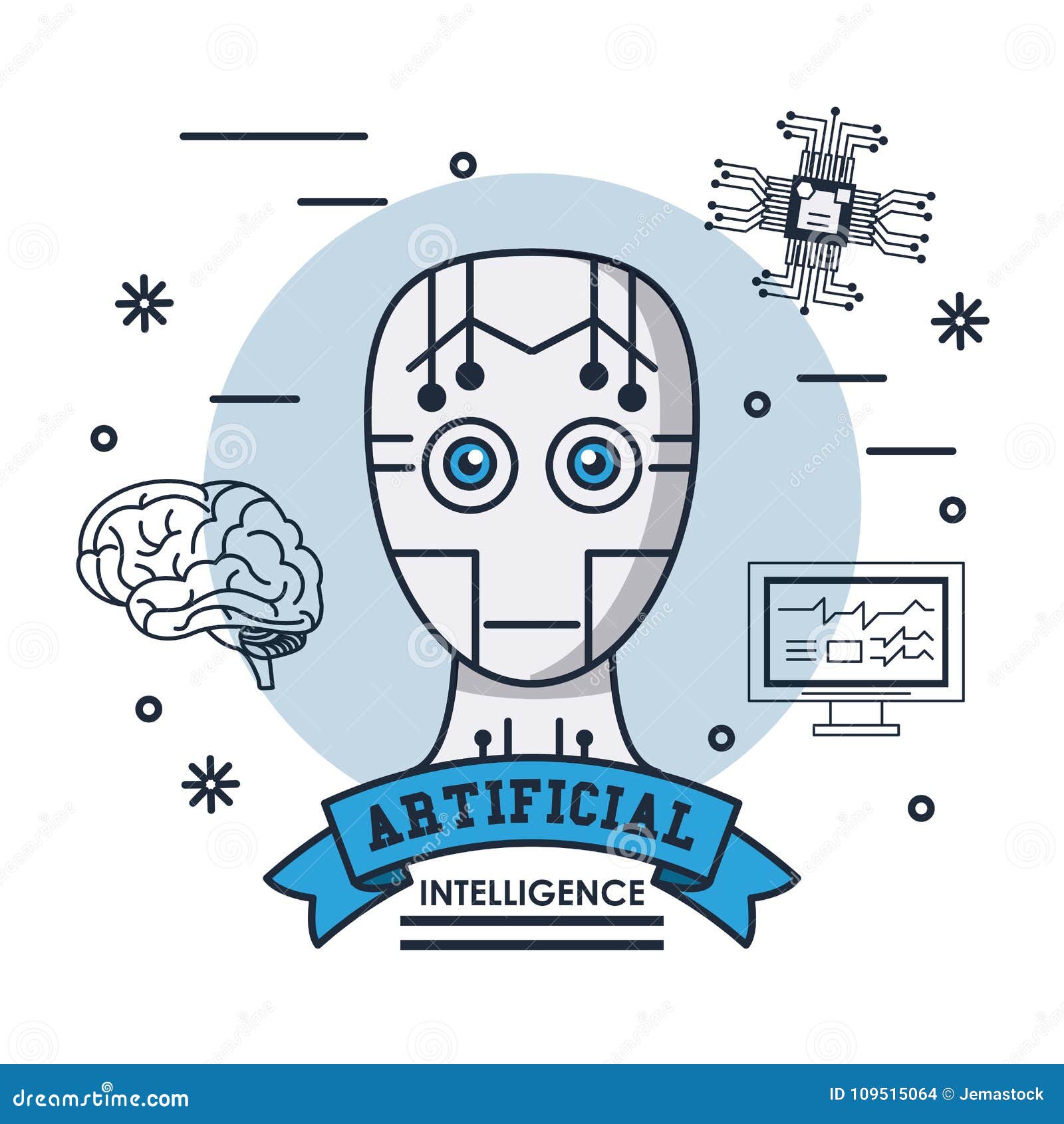 Artificial Intelligence Technology Stock Vector - Illustration of future, microchip: 109515064
