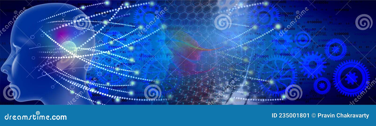 Artificial Intelligence. Technology Cogs Web Background. Virtual ...