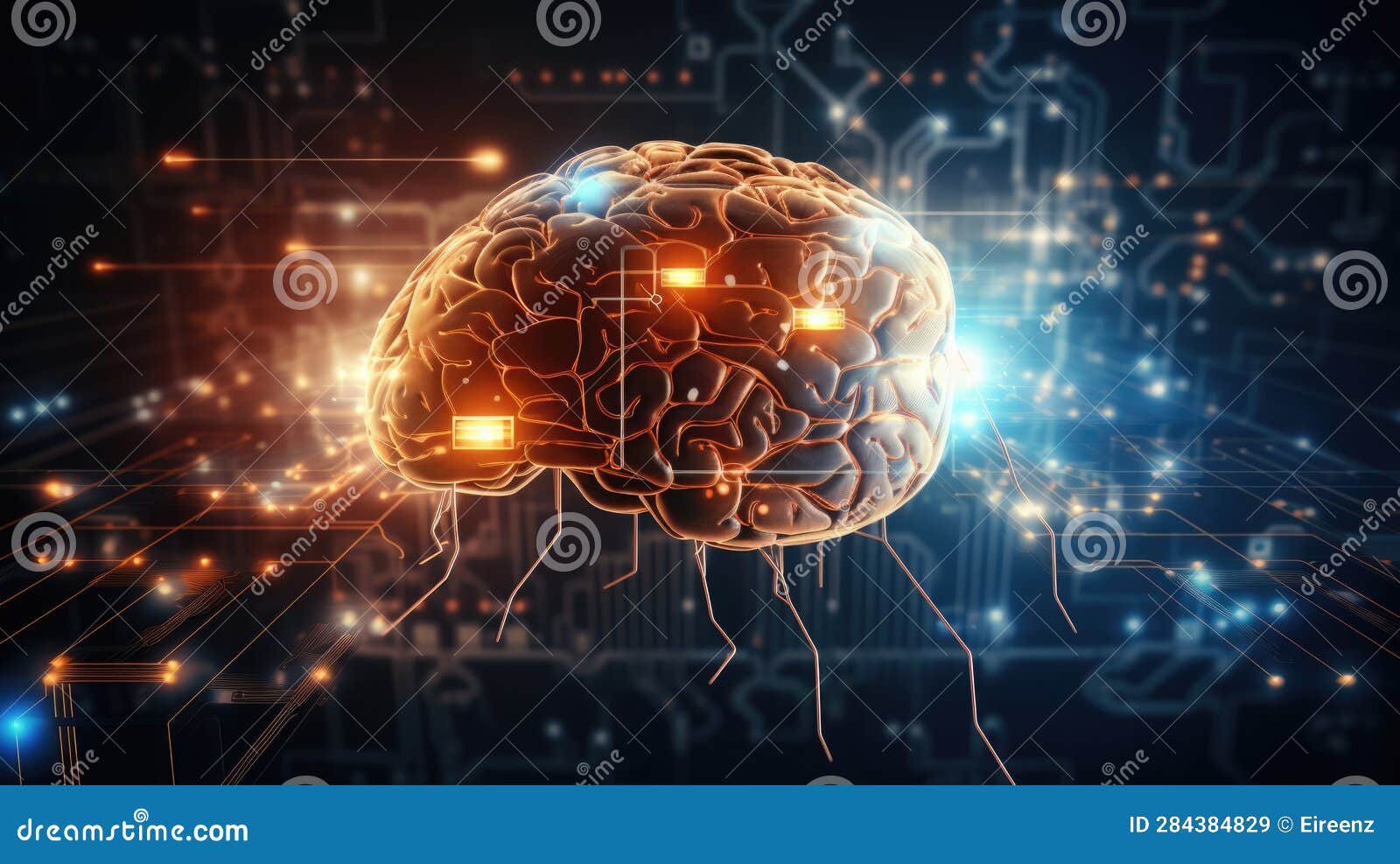 Artificial Intelligence Technology Concept with Digital Human Brain ...