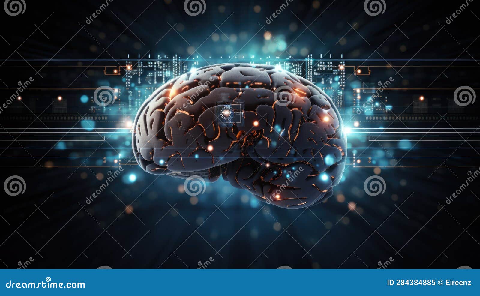 Artificial Intelligence Technology Concept with Digital Human Brain ...