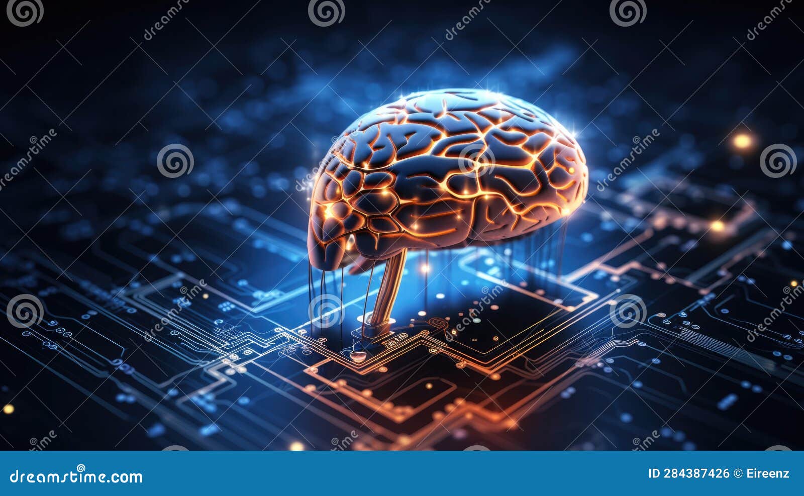 Artificial Intelligence Technology Concept with Digital Human Brain ...