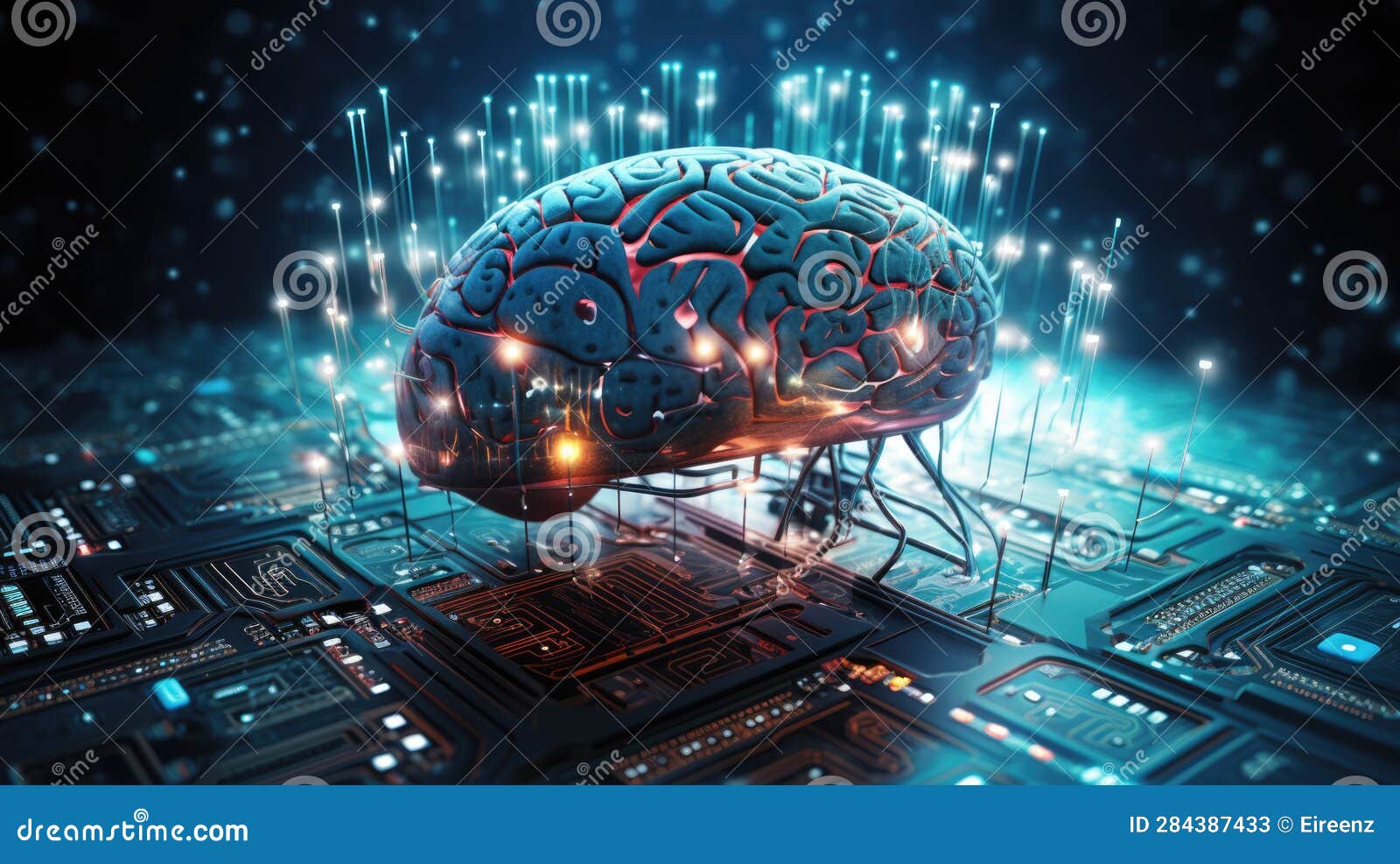 Artificial Intelligence Technology Concept with Digital Human Brain ...