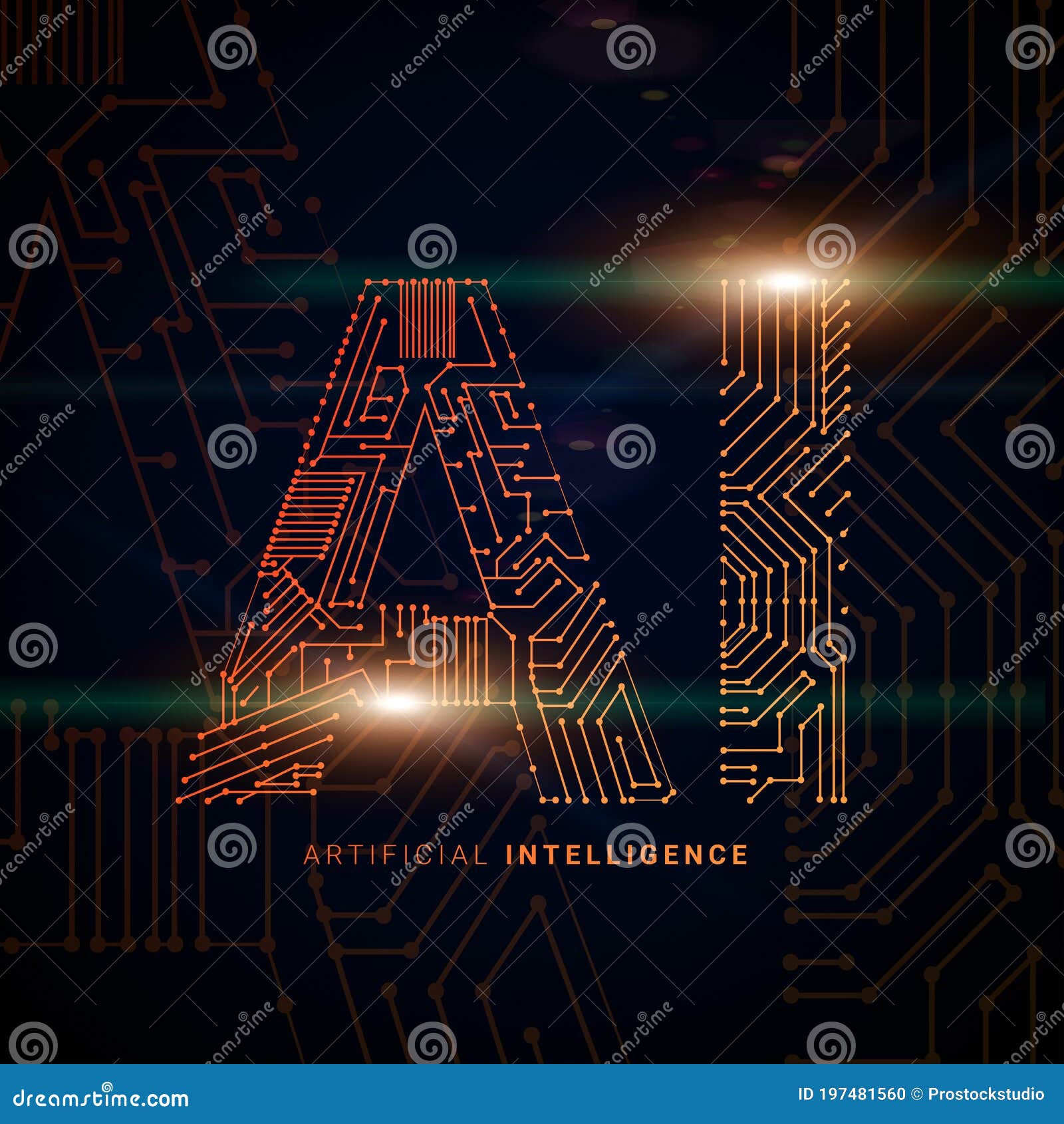 Artificial Intelligence Technology Concept Illustration with Ai ...