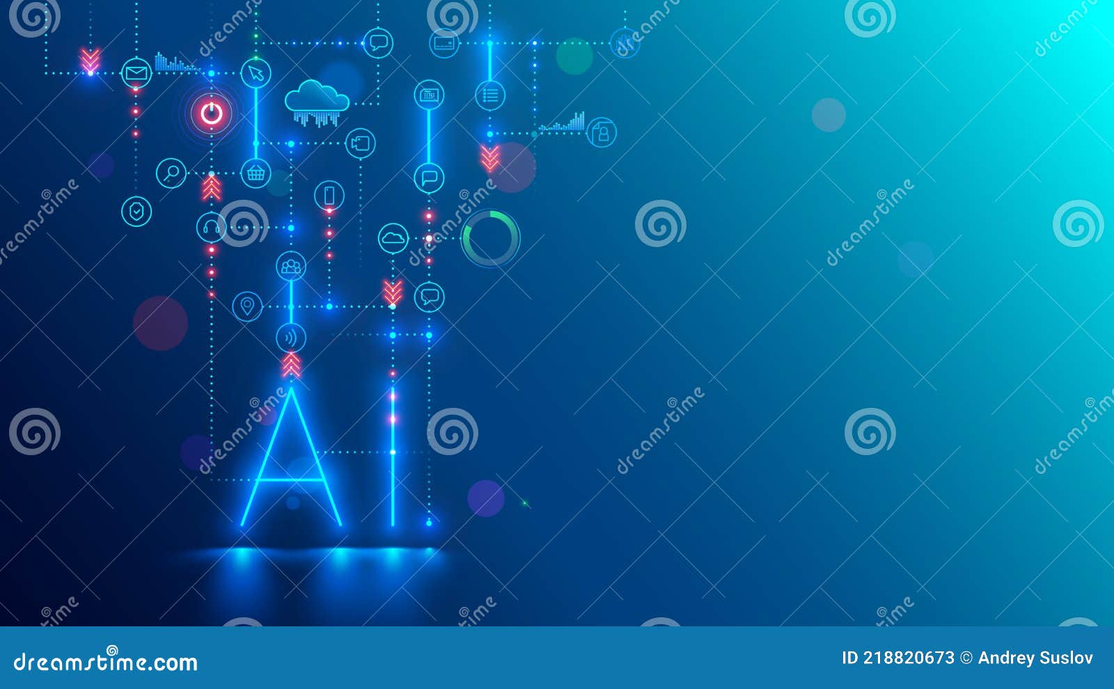 Artificial Intelligence Technology. AI Neon Letter. Machine Learning ...