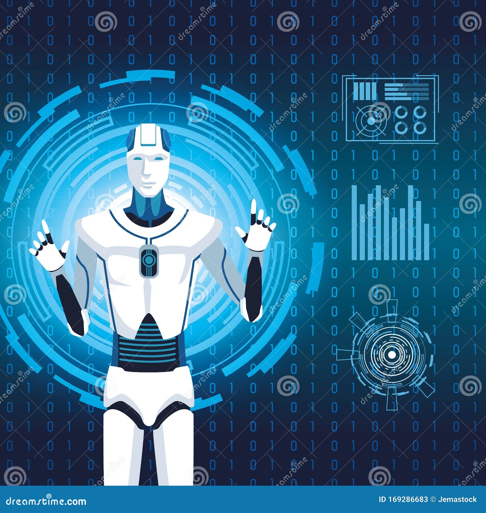 Artificial Intelligence Technology Cyborg Code Binary Future Stock ...