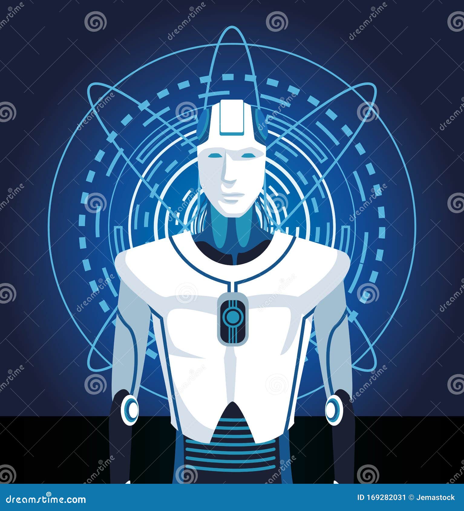 Artificial Intelligence Technology Cyborg Machine Robot Stock Vector ...