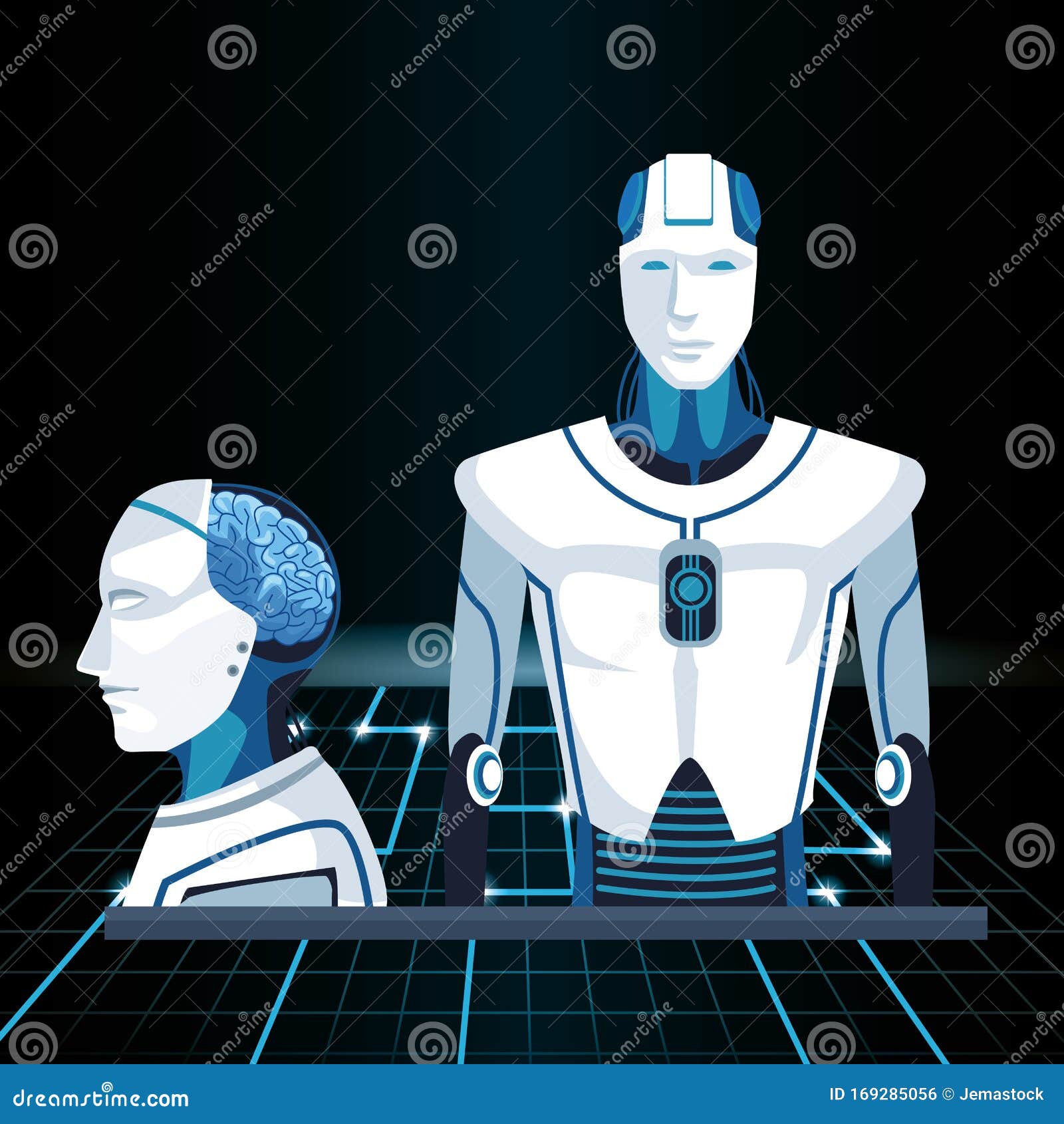 Artificial Intelligence Technology Cyborg Machines Human Brain Assembly ...