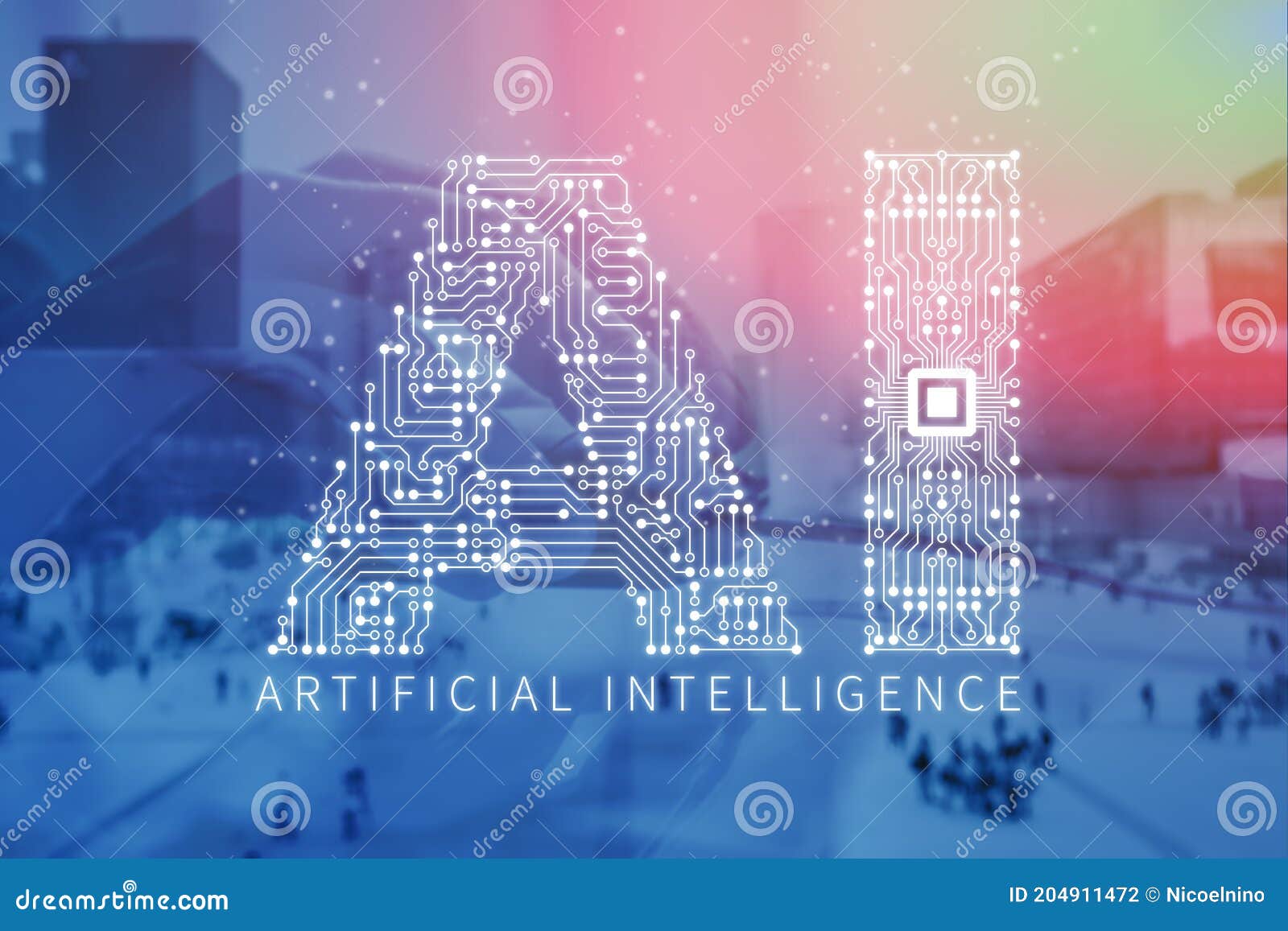 Artificial Intelligence Technology Double Exposure, Circuit Board AI ...