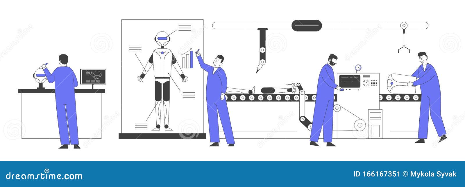 Artificial Intelligence Technology Engineers Making and Programming Robots. Robotics Hardware ...