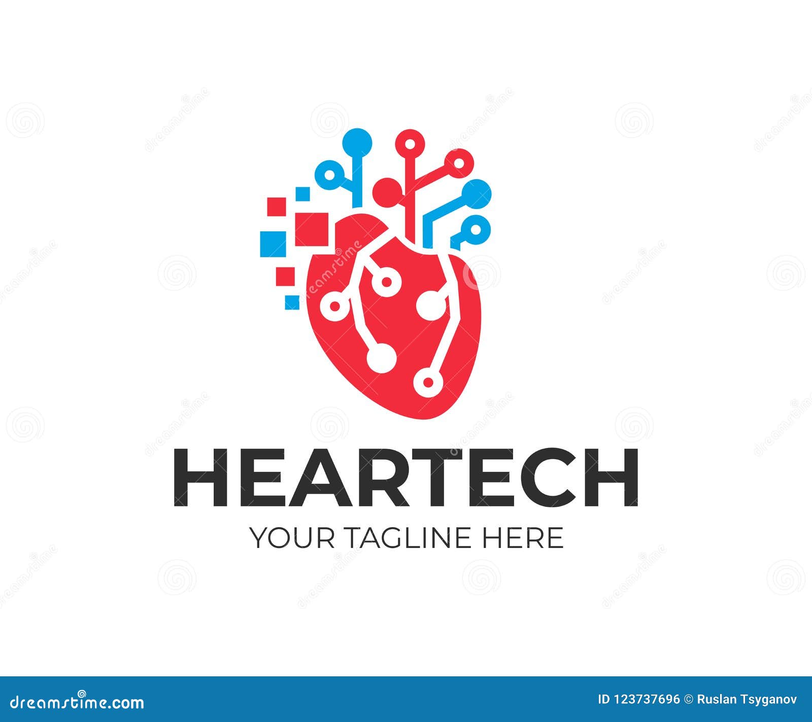 Artificial Intelligence and Technology, Human Heart with Digital Pixels ...
