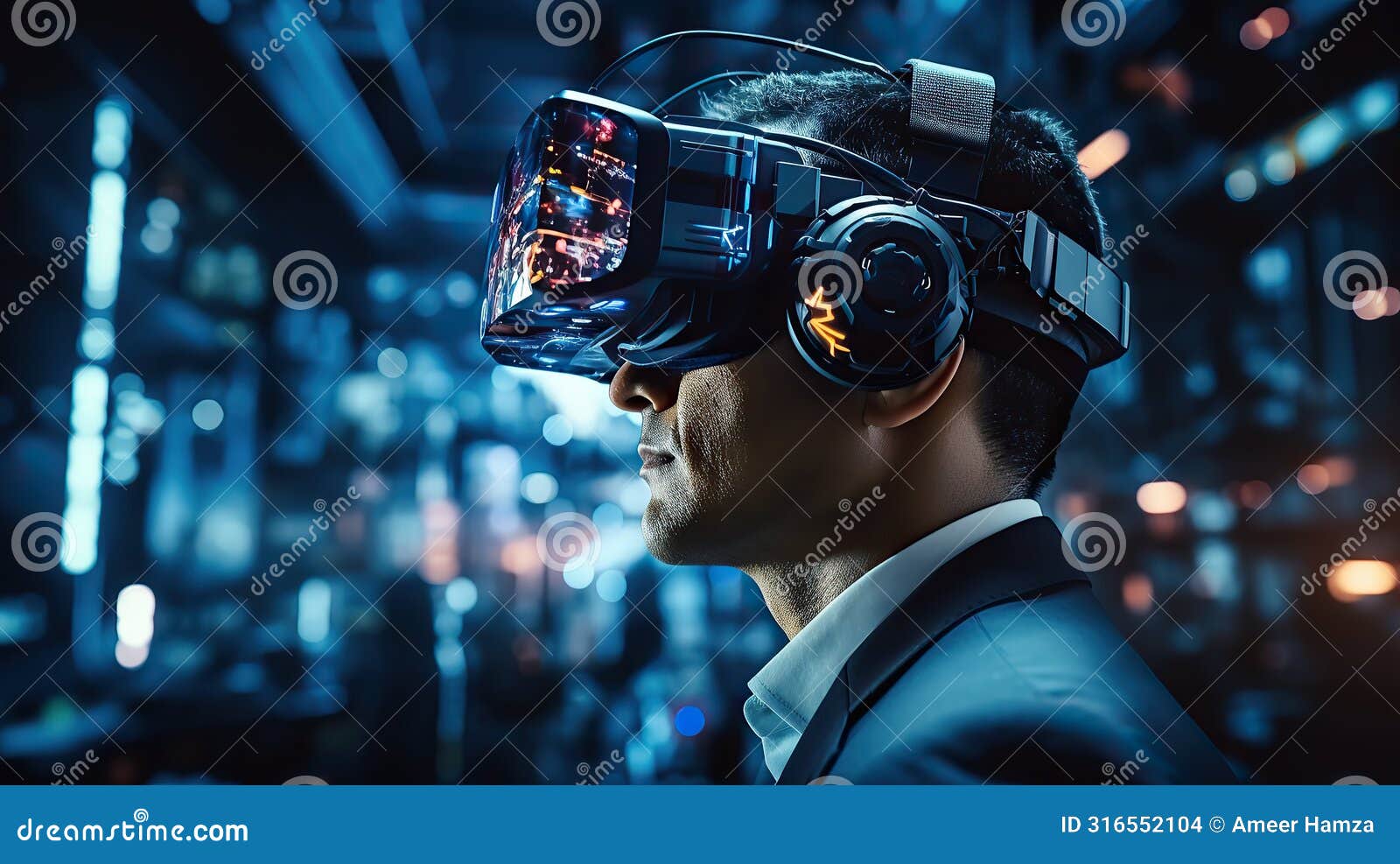 Artificial Intelligence Technology, a Man in Vr Headsets, Internet, Big ...