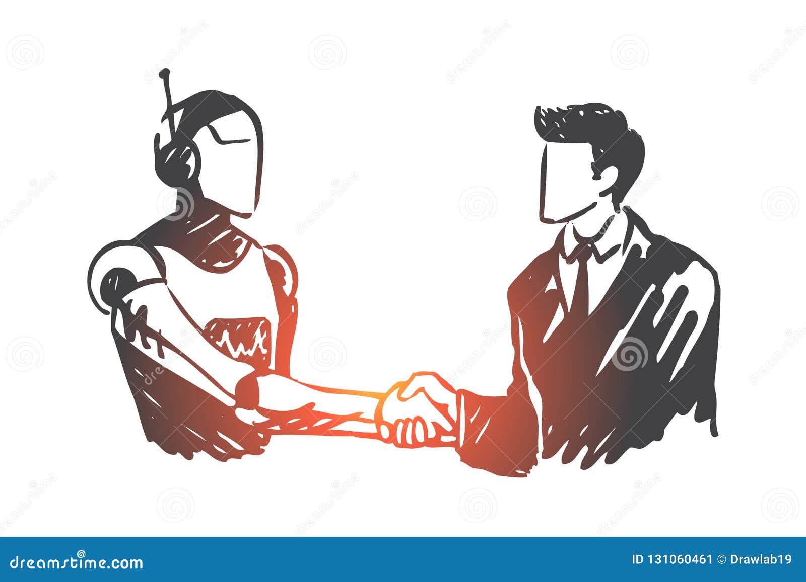 Artificial Intelligence, Technology, Robot Concept. Hand Drawn Isolated Vector. Stock ...