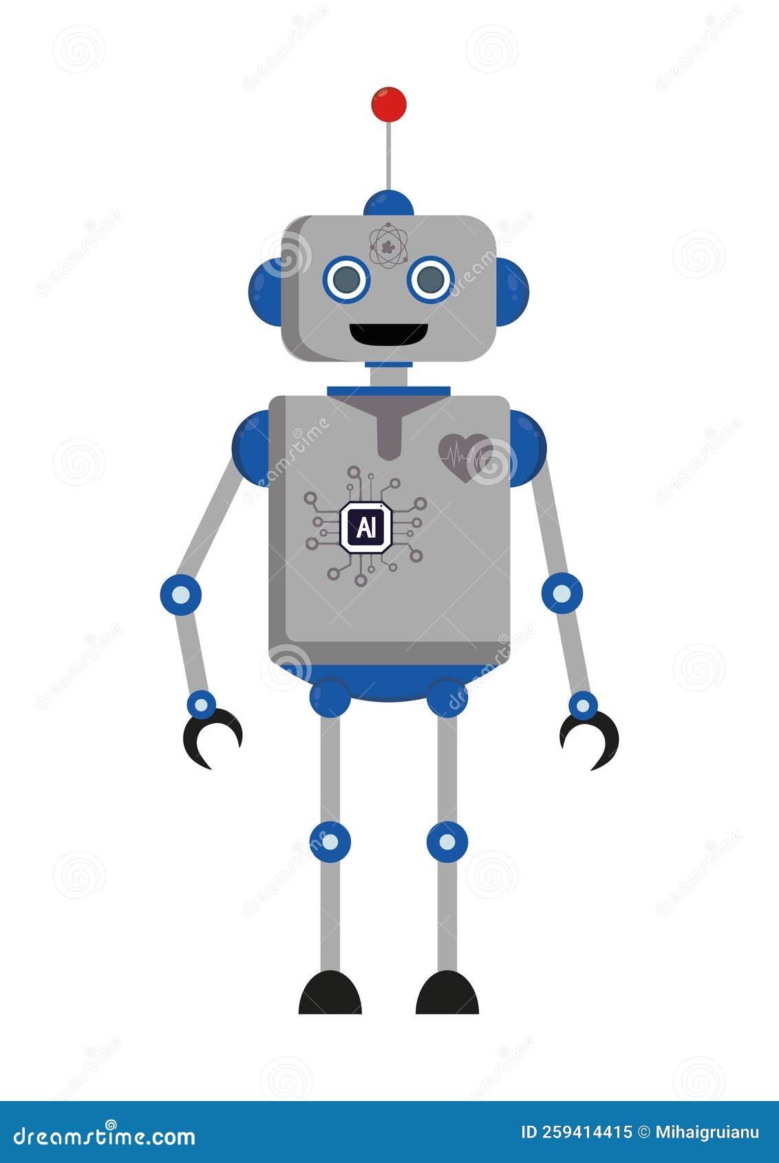 Artificial Intelligence Technology Robot Isolated on White Background ...