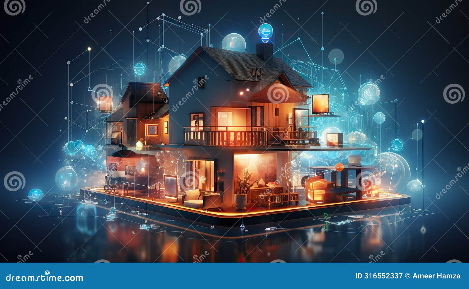 Artificial Intelligence Technology, a Smart Home, Ai, Internet, Big ...