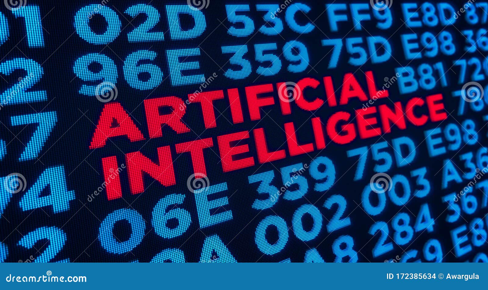 Artificial Intelligence Text Display Pixel Screen Style Stock ...