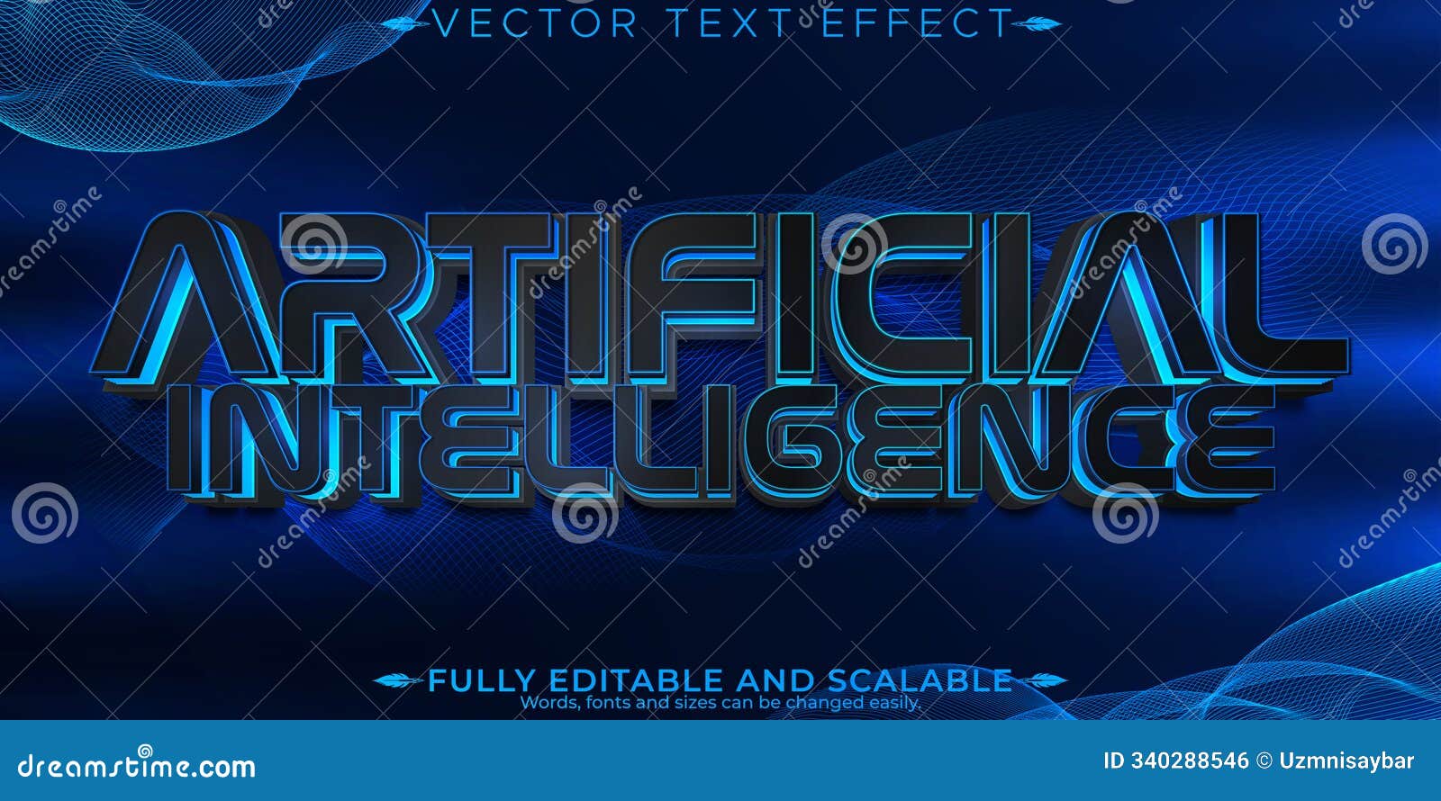 Artificial Intelligence Text Effect, Editable Technology and Science ...