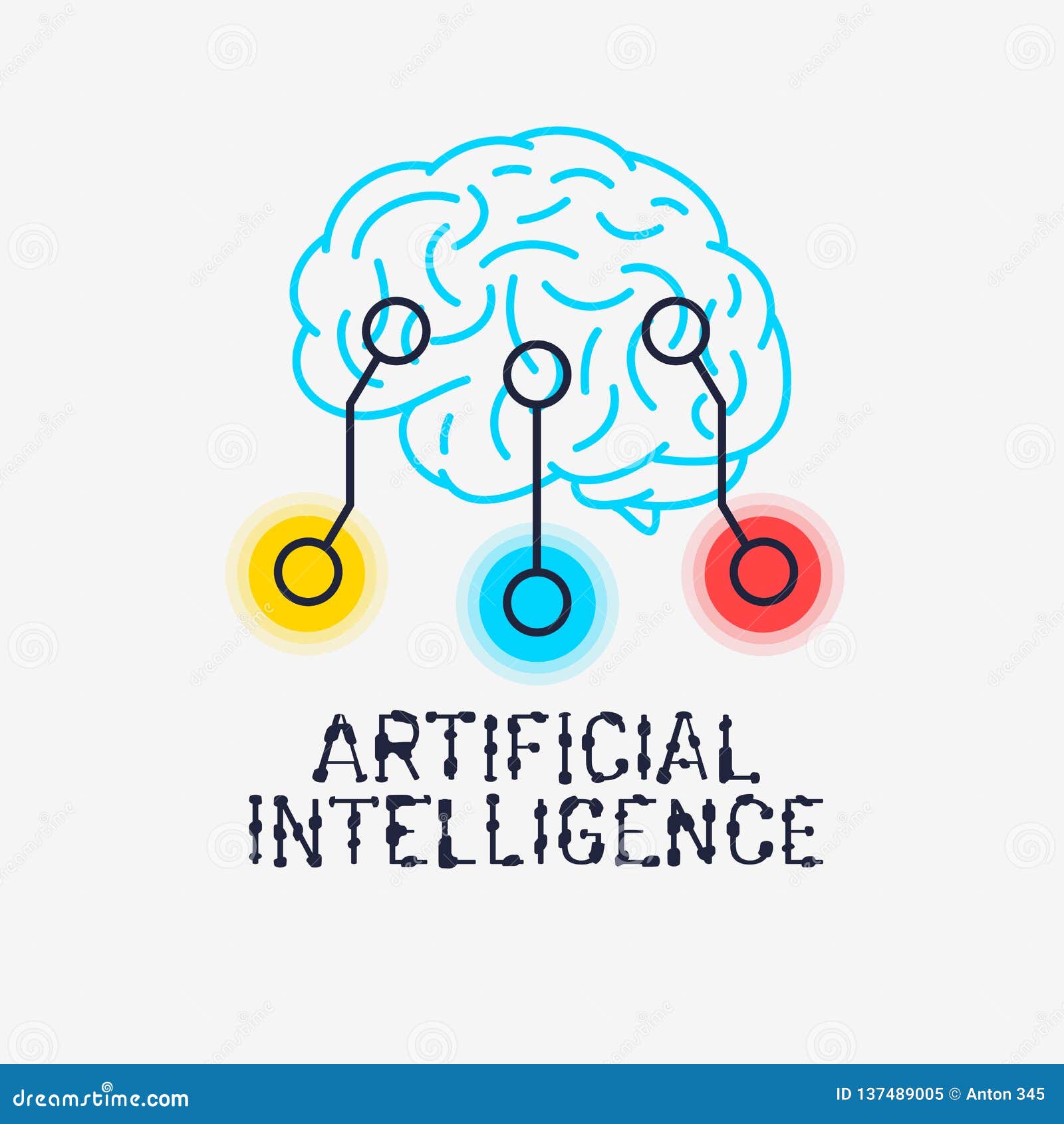 Artificial Intelligence Themed Sign Logo Design Concept Illustration ...