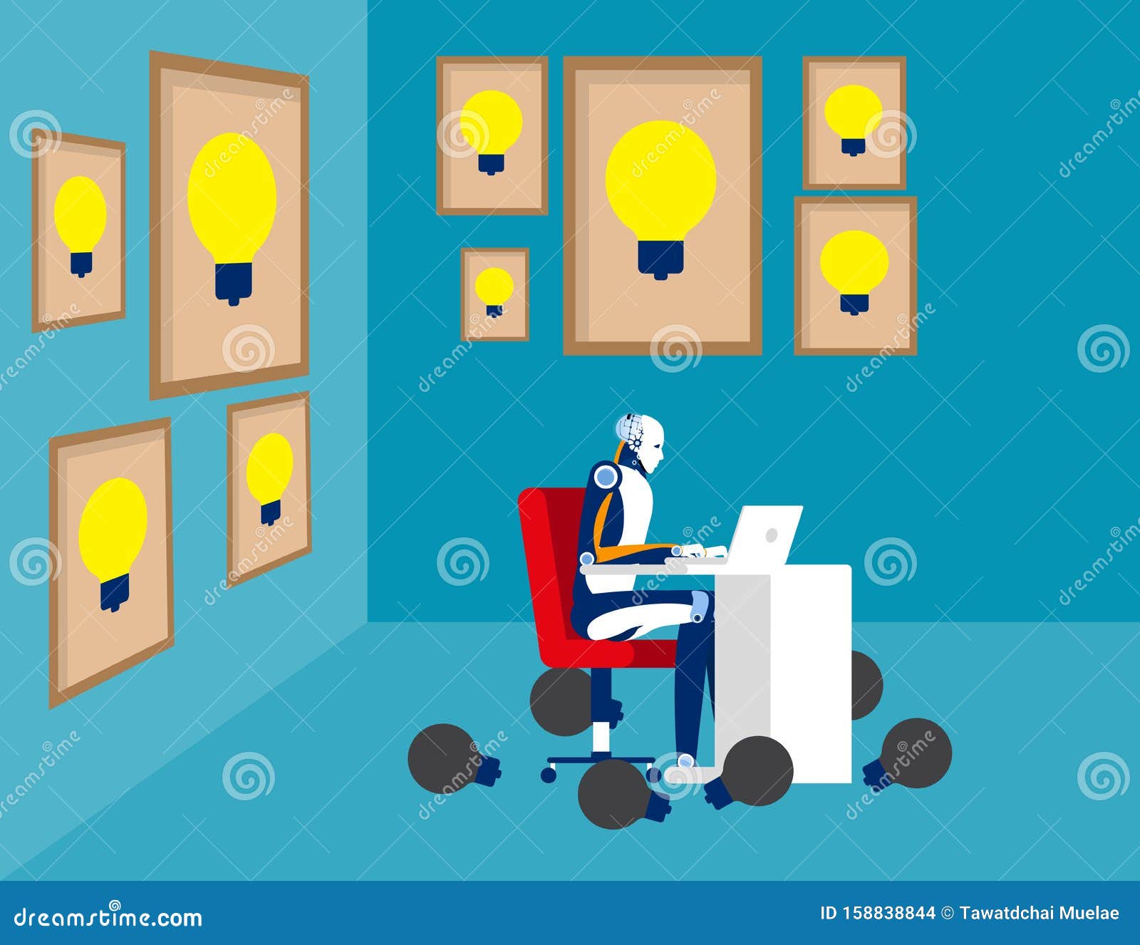 Artifical Intelligence Thinking Idea, Concept Business Vector ...