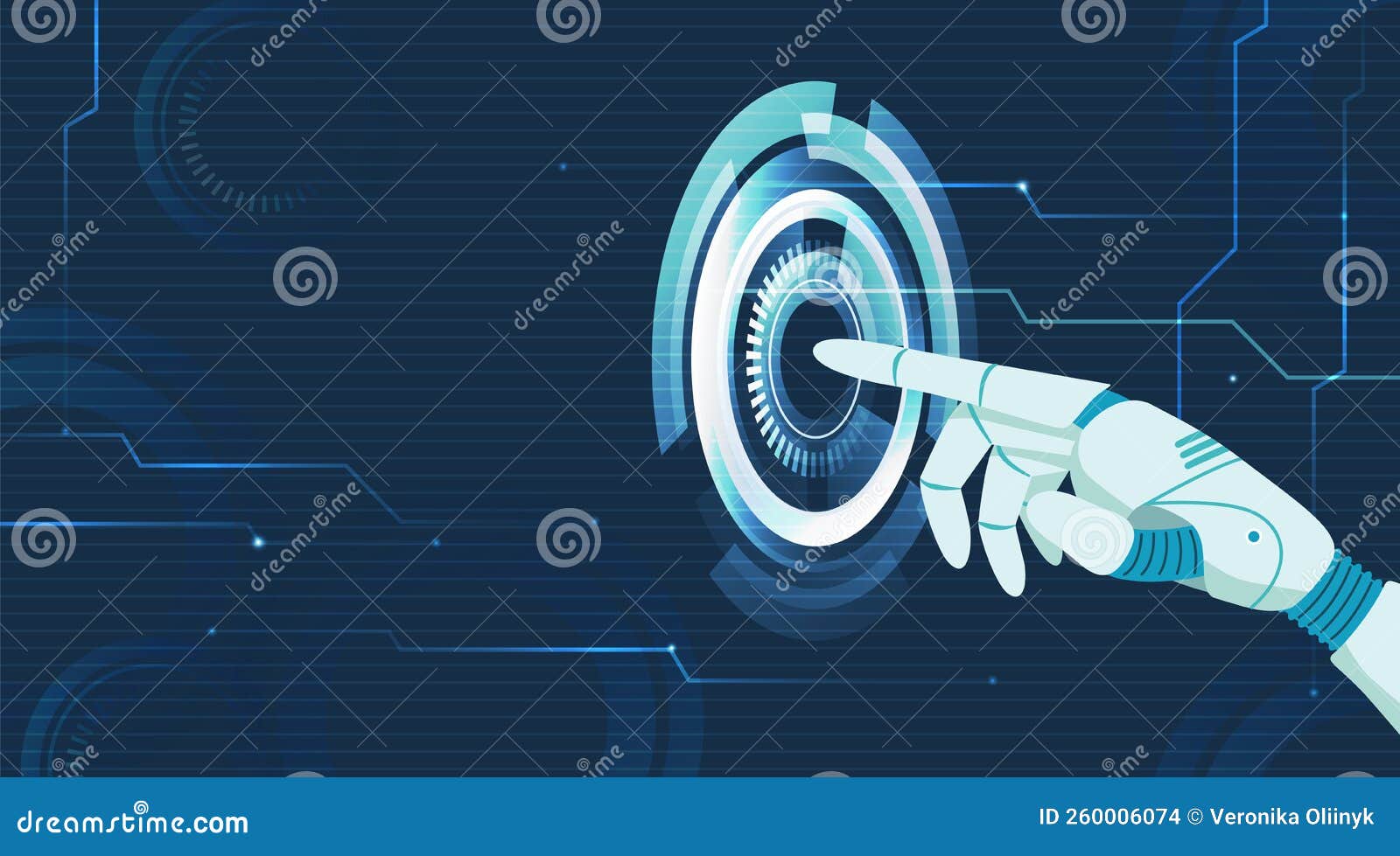 Artificial Intelligence Touching Digital Interface. Bionic Hand ...