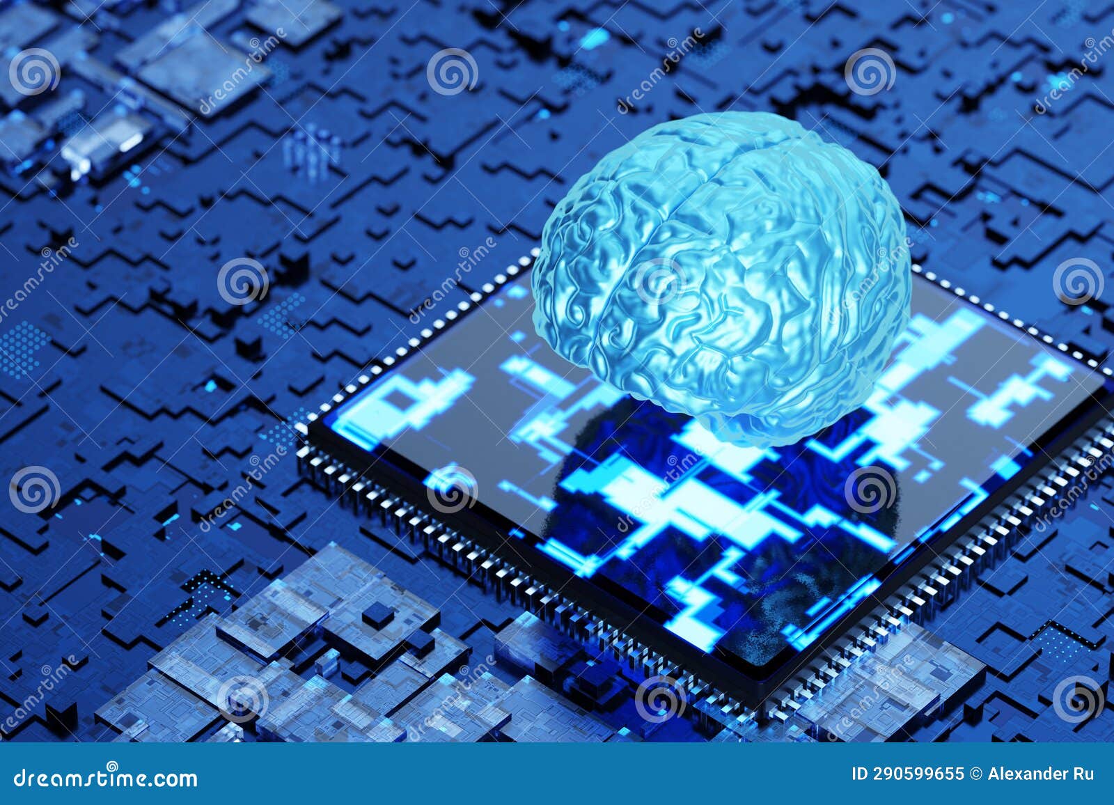 Artificial Intelligence Training. Neuro Processor. Neuro Interface. Artificial Brain Stock ...
