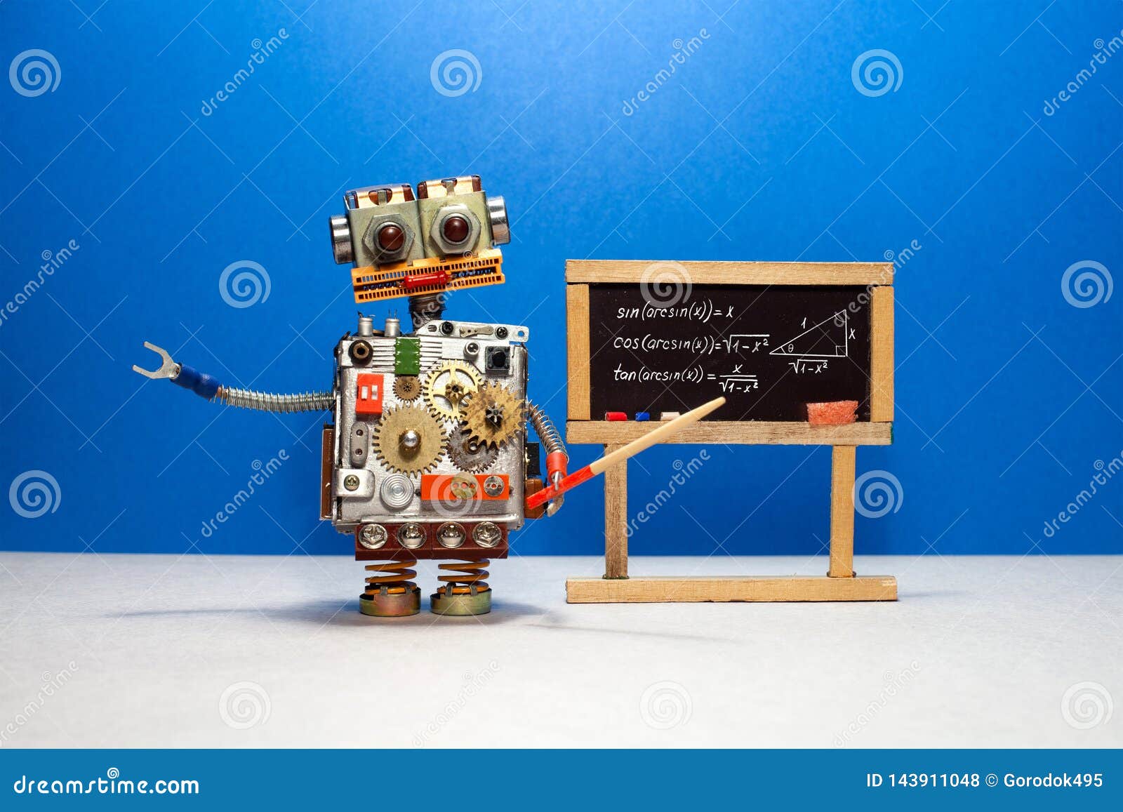 Artificial Intelligence and Trigonometry Lesson in College. Robot ...