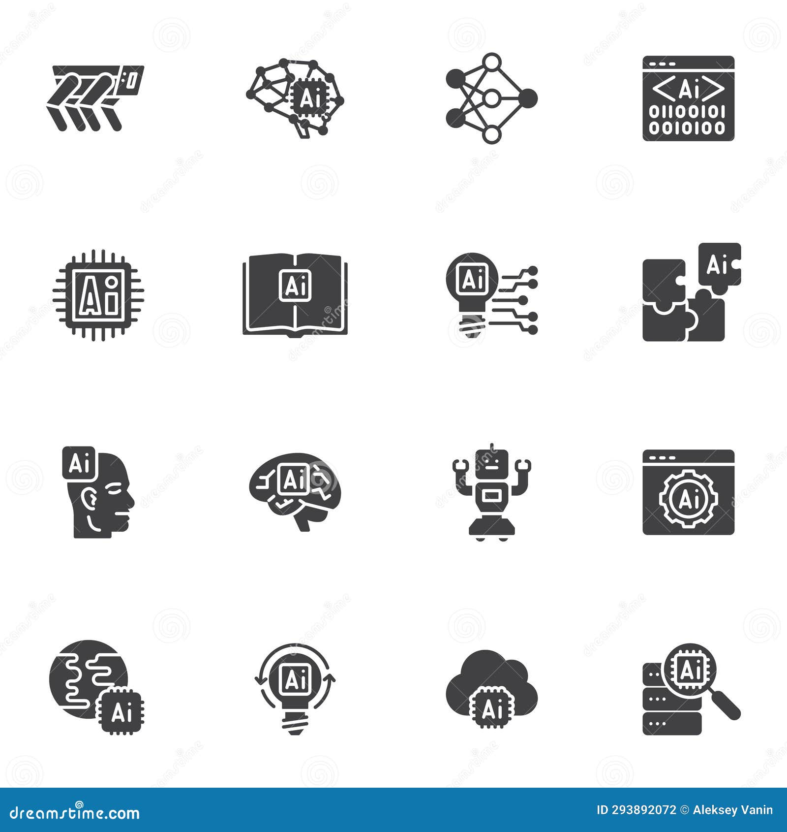 Artificial Intelligence Vector Icons Set Stock Vector - Illustration of ...