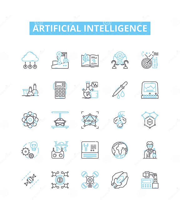 Artificial Intelligence Vector Line Icons Set. AI, MachineLearning ...