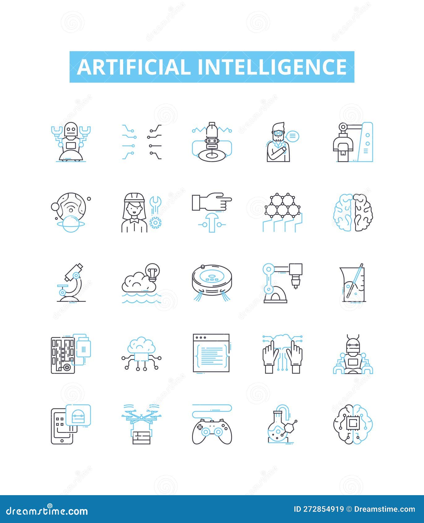 Artificial Intelligence Vector Line Icons Set. AI, MachineLearning ...
