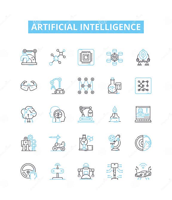 Artificial Intelligence Vector Line Icons Set. AI, MachineLearning, Robotics, Automation ...