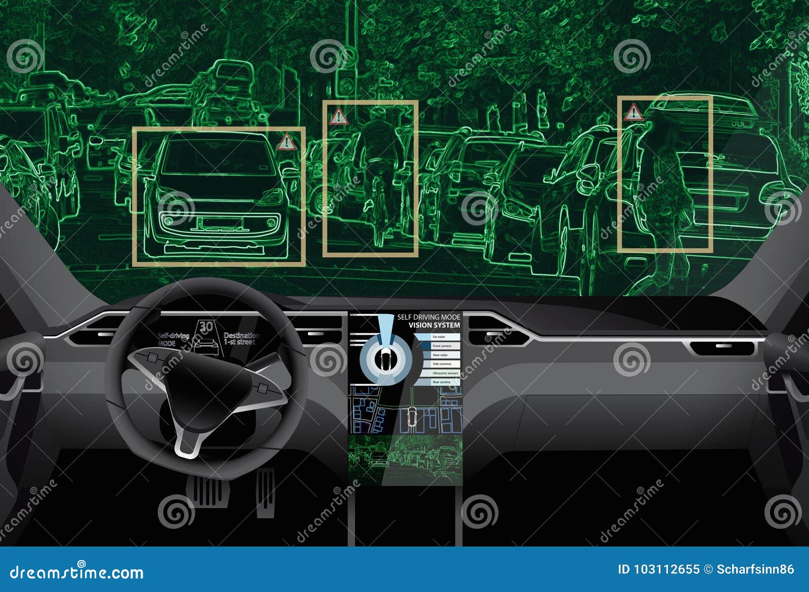 Artificial Intelligence of Vehicle. Stock Illustration - Illustration ...