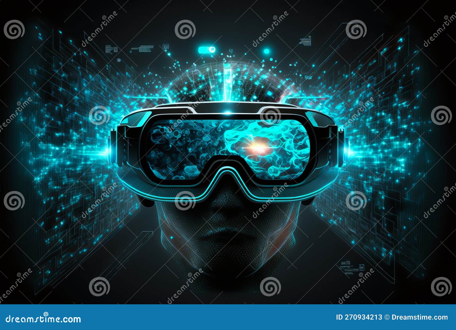 Artificial Intelligence Virtual Reality Glasses. Generative Ai Stock ...
