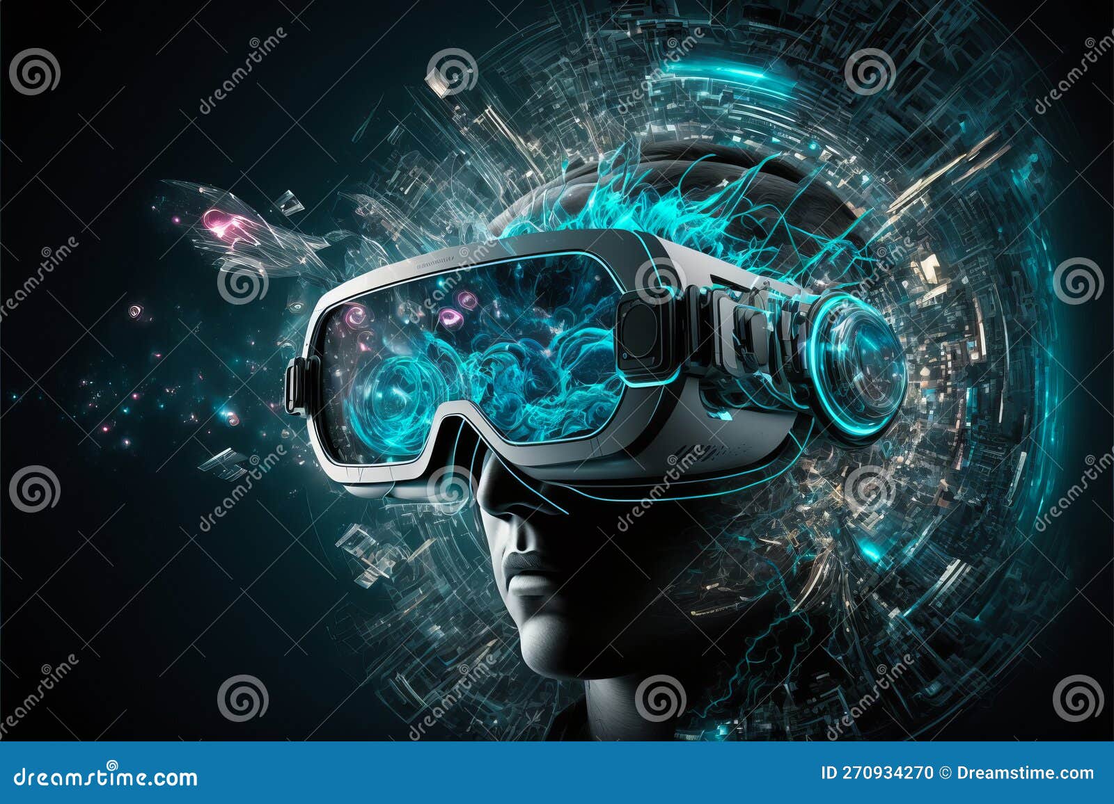 Artificial Intelligence Virtual Reality Glasses. Generative Ai Stock ...