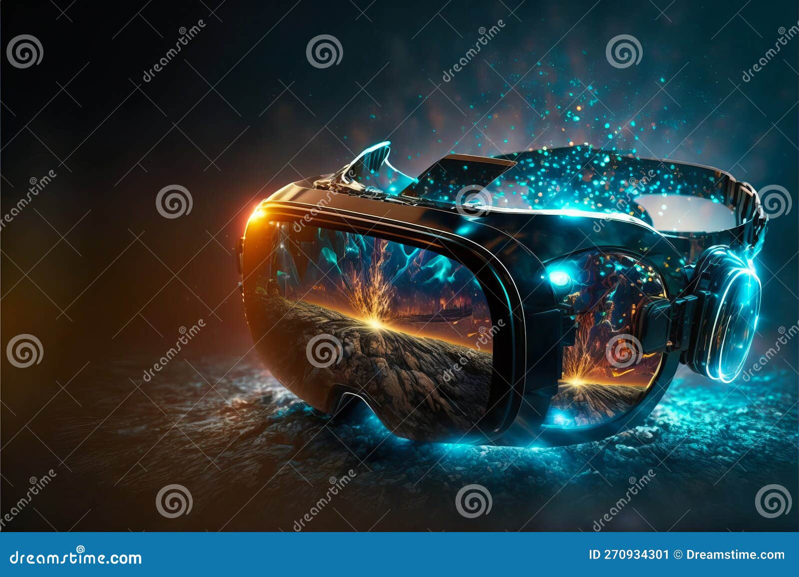 Artificial Intelligence Virtual Reality Glasses. Generative Ai Stock ...
