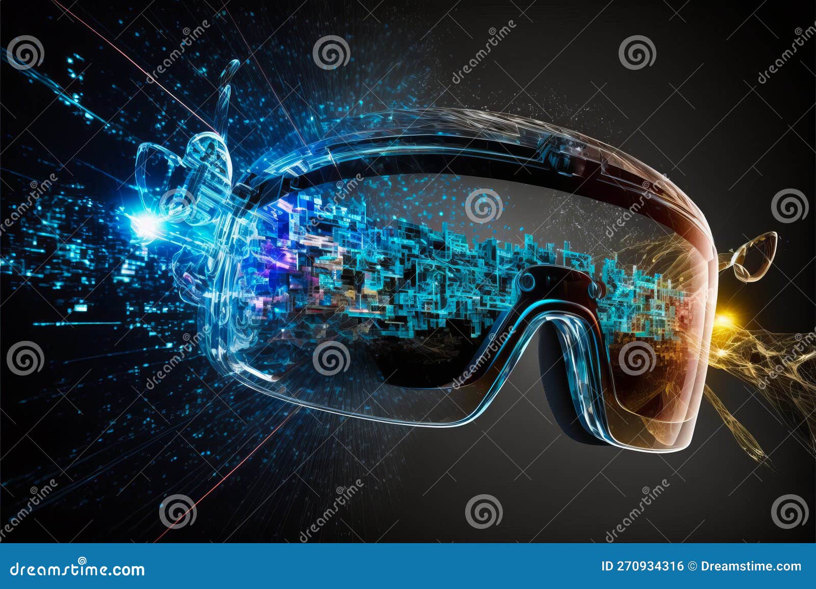 Artificial Intelligence Virtual Reality Glasses. Generative Ai Stock ...