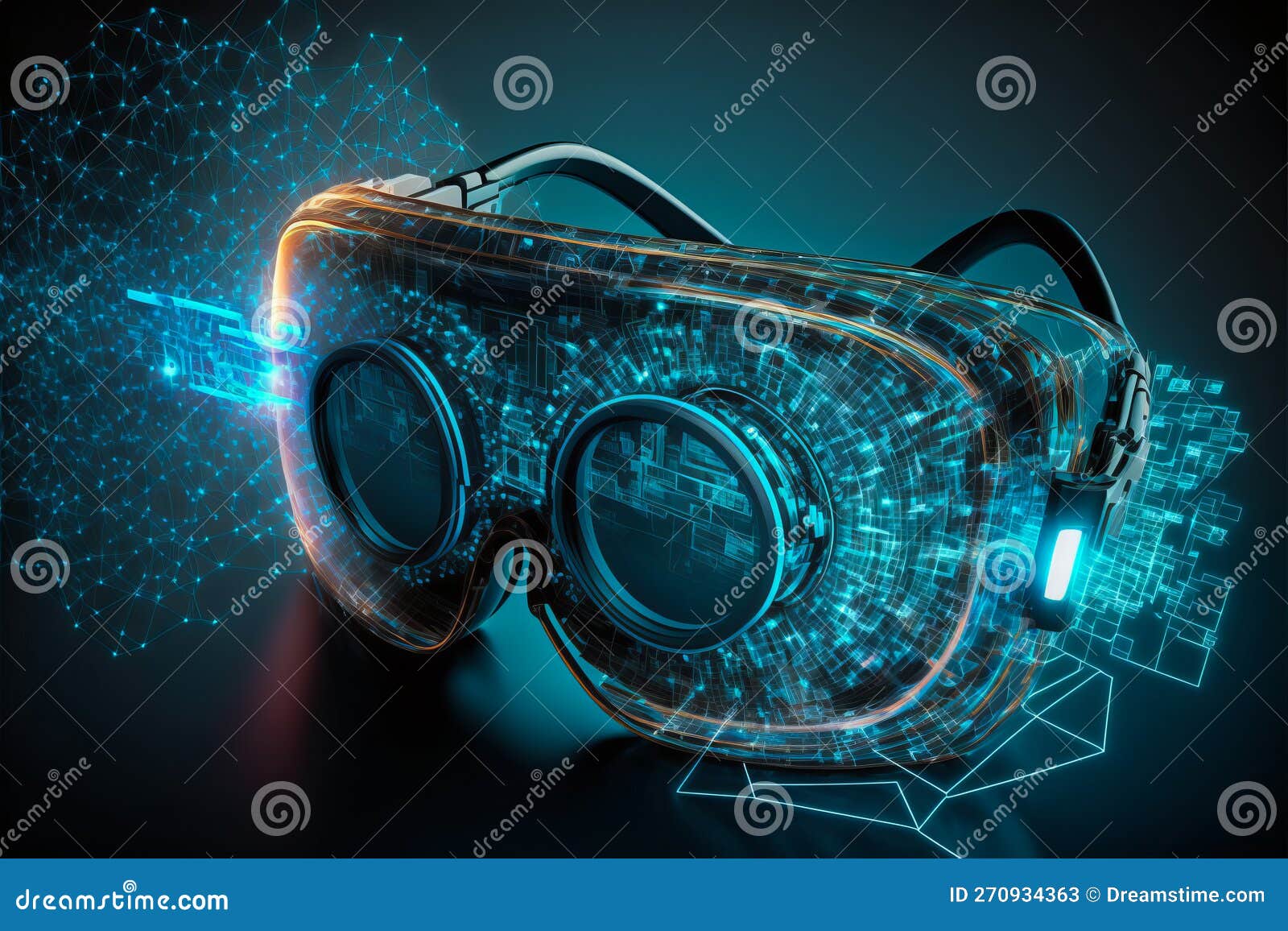 Artificial Intelligence Virtual Reality Glasses. Generative Ai Stock ...