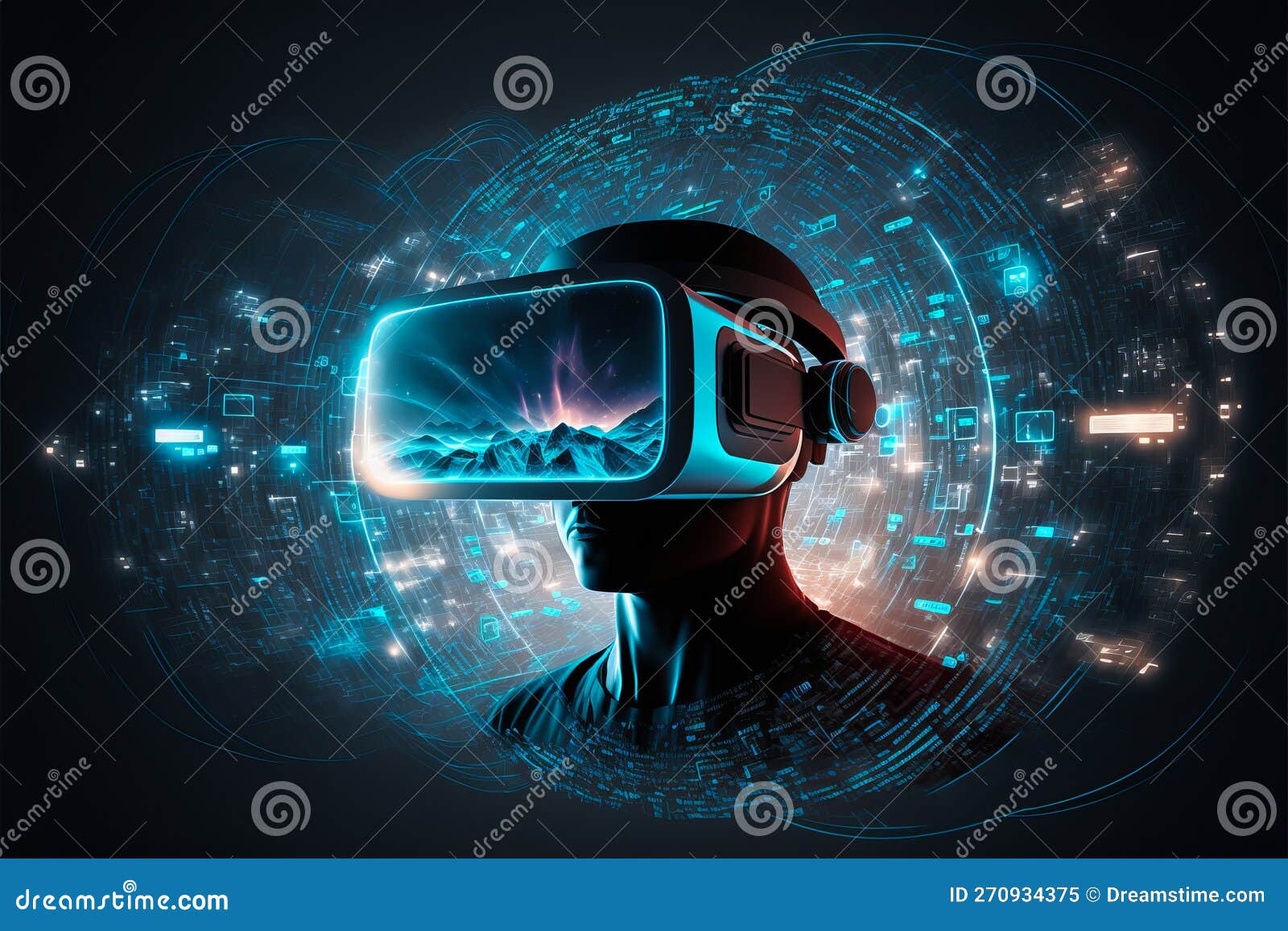 Artificial Intelligence Virtual Reality Glasses. Generative Ai Stock ...