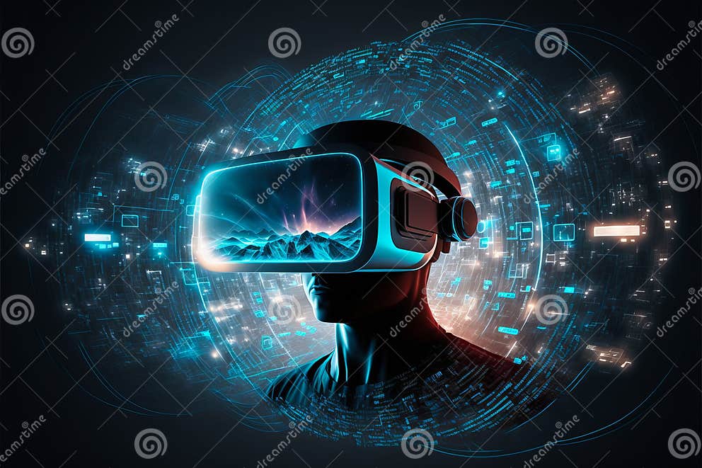 Artificial Intelligence Virtual Reality Glasses. Generative Ai Stock ...