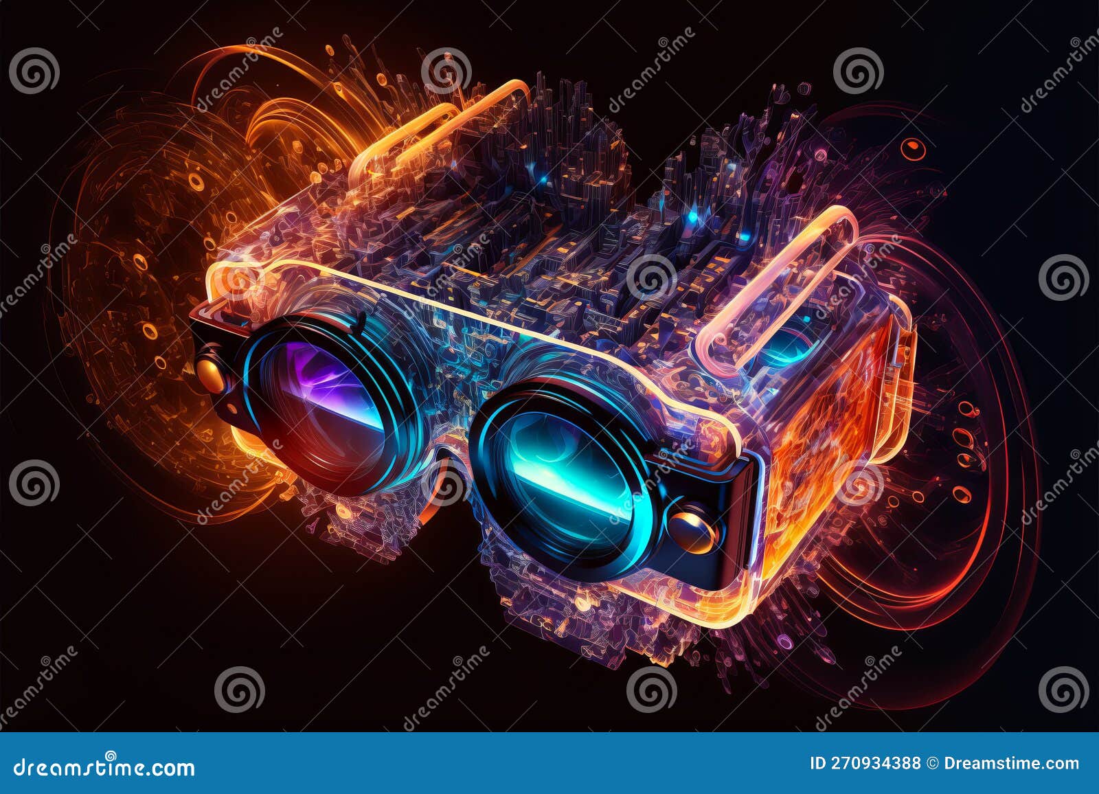 Artificial Intelligence Virtual Reality Glasses. Generative Ai Stock ...