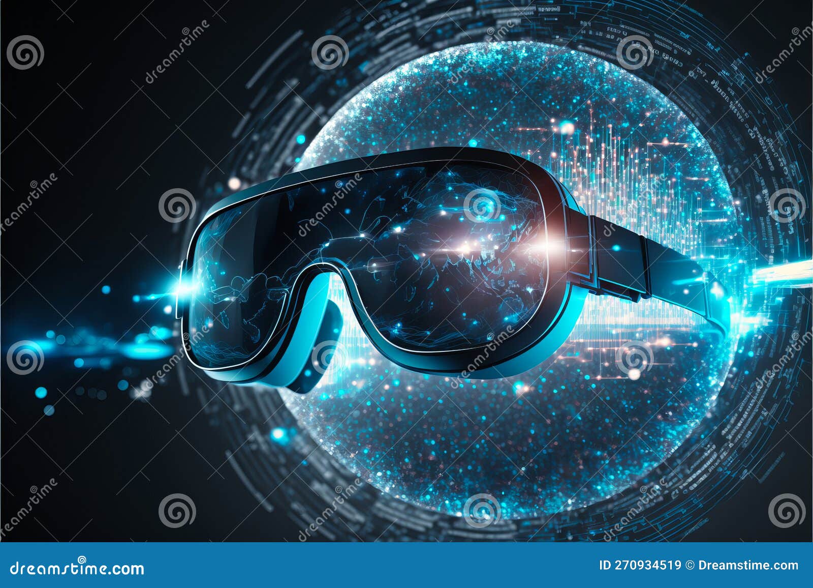 Artificial Intelligence Virtual Reality Glasses. Generative Ai Stock ...