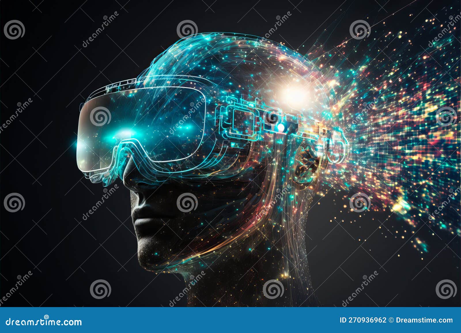 Artificial Intelligence Virtual Reality Glasses. Generative Ai Stock ...