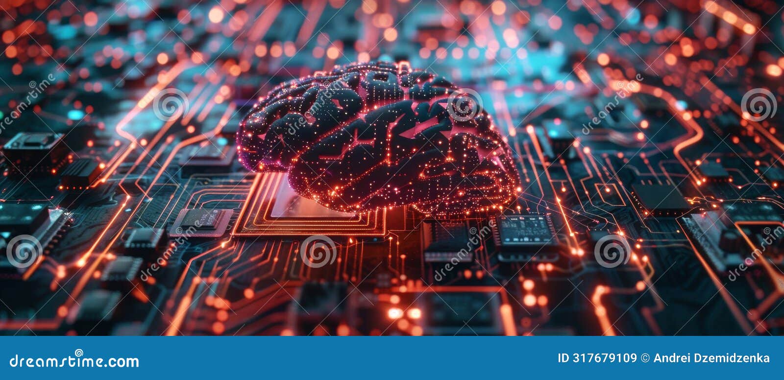 Artificial Intelligence Visualization of Neural Networks Using Circuit Board CPU Processor ...