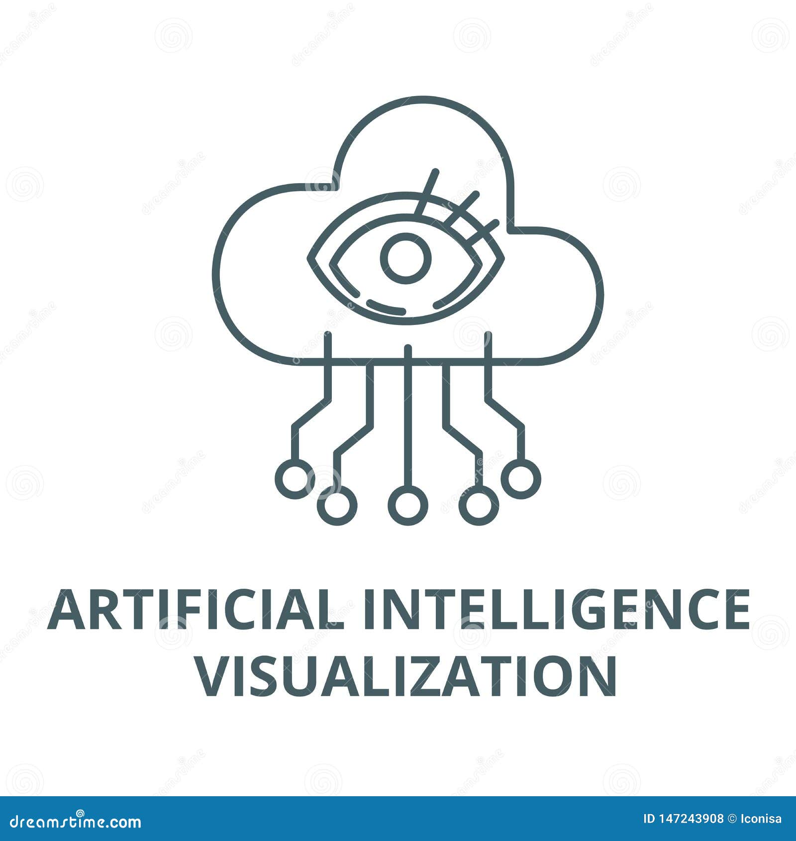Artificial Intelligence Visualization Vector Line Icon, Linear Concept ...
