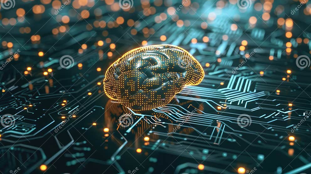 Artificial Intelligence. Visualizing AI through an Abstract Digital Brain of Circuits and Binary ...